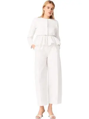 Maje Cropped Jacket With Jeweled Belt - White