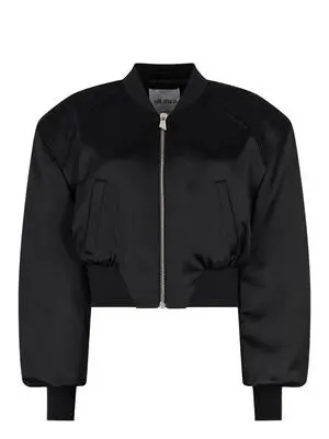Attico Shiny Satin Bomber - Black