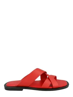 FERRAGAMO Forino Leather Sandal - Red