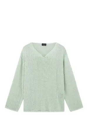 Giorgio Armani Jumper In Linen, Lyocell, And Cashmere - Green