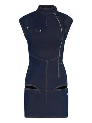 JEAN PAUL GAULTIER Short Denim Dress With Jumpsuit Detail - Blue