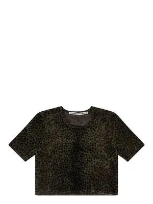 Alexander Wang Leopard Cropped T-shirt - Brown