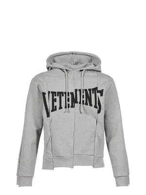 Vetements Cut-up Logo Fitted Hoodie - Grey