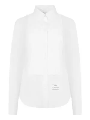 THOM BROWNE Plisse Bib Button Down Poplin Shirt
