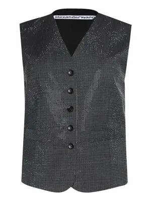 Alexander Wang V-neck Tailored Vest With Hotfix Embellishments - Grey