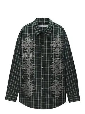 Alexander Wang Oversized Argyle Hotfix Shirt - Green