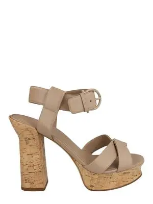 FERRAGAMO Wmns Ain Cork Platform Sandal 'beige - White