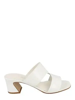 FERRAGAMO Patent Leather Block Heel Sandals - White