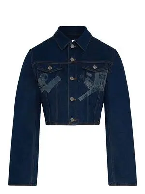 JEAN PAUL GAULTIER Denim Jacket With Trompe L'oeil Print - Blue