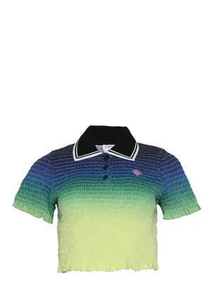 Casablanca Shirred Polo Top - Green