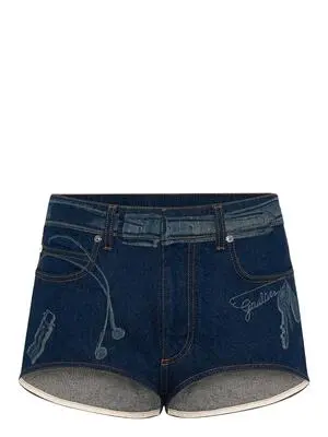JEAN PAUL GAULTIER Trompe L'oeil Denim Mini Shorts - Blue