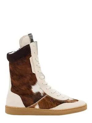 ALLSAINTS Louise Cow-print Leather High-top Trainers - Cow Print