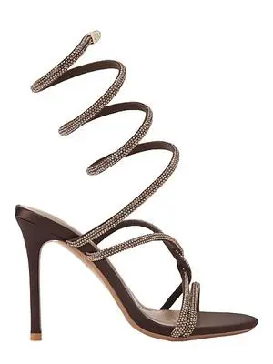 Kurt Geiger Sloane Satin Heeled Sandals - Dark Brown
