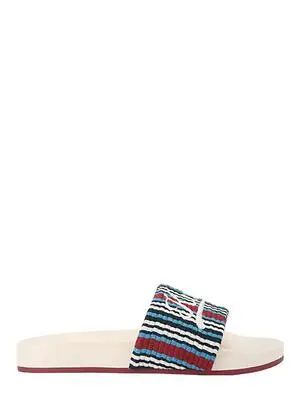 Kurt Geiger Script Fabric Slides - Red Comb