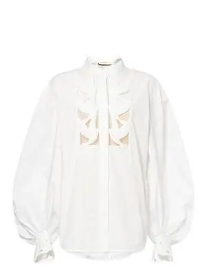 Zimmermann Cotton Blouse With Appliqu - Ivory