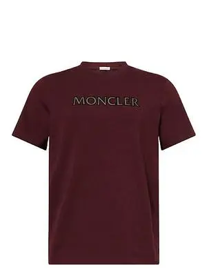 Moncler Embossed-logo Crewneck Cotton T-shirt - Dark Red