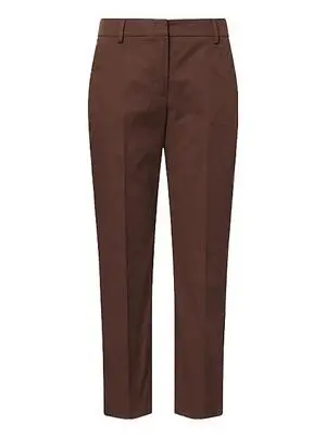 Max Mara Cropped Cigarette Slim-fit Trousers - Chocolate