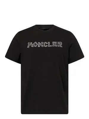 Moncler Crewneck Embroidered-logo Cotton T-shirt - Black