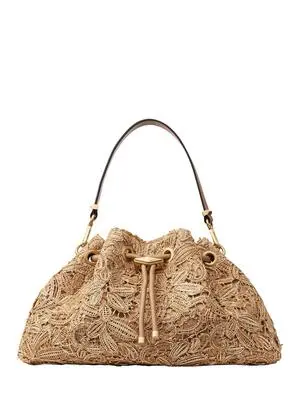 JIMMY CHOO Cinch Medium Raffia Shoulder Bag - Neutral