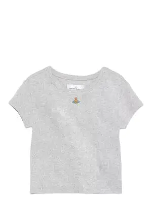 VIVIENNE WESTWOOD Logo-embroidered T-shirt - Grey