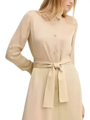 Armani Exchange Belted Shirt Dress - Neutrals