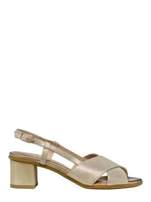 Geox Aurely 50 Crisscross Buckle Strap Pumps - Gold
