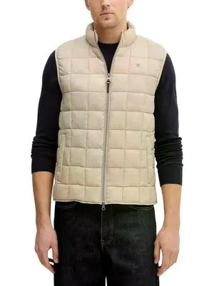 HACKETT Quilted Gilet With Logo Embroidery - Neutrals