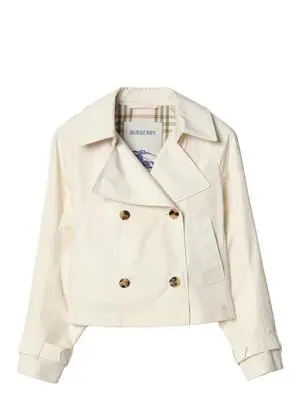 Burberry Cropped Lightweight Ladybrook Trench Jacket - Seashell White