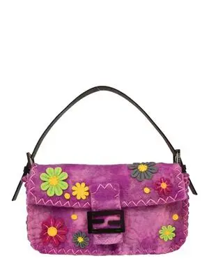FENDI Baguette Handbag With Floral Embellishments