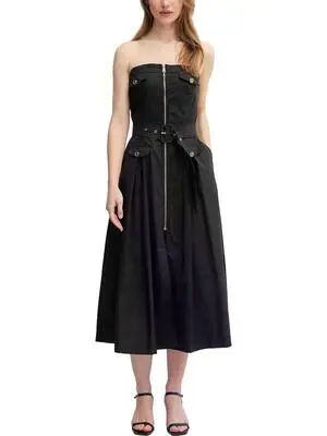 GAUDI Belted Zip-up Midi Dress - Black