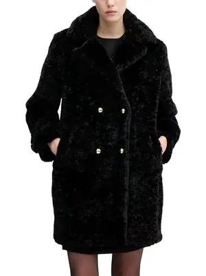 GAUDI Button-fastening Textured Coat - Black