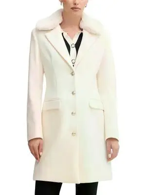 GAUDI Button-up Coat With Faux-fur Collar - Neutrals