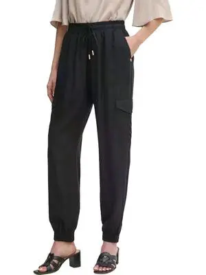 GAUDI Cargo Pocket Trousers With Drawstring Fastening - Black