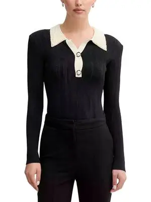 GAUDI Collar-embellished Polo Top - Black