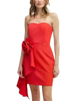 GAUDI Strapless Flower-detail Mini Dress - Red