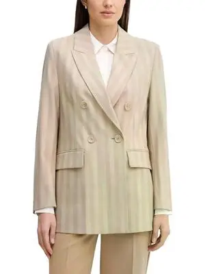 Sisley Striped Double-breasted Blazer - Neutrals