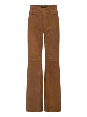 ROTATE BY BIRGER CHRISTENSEN High-waisted Suede Trousers - Brown