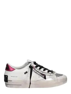 CRIME LONDON Glitter Pearl Trim Sneakers - White