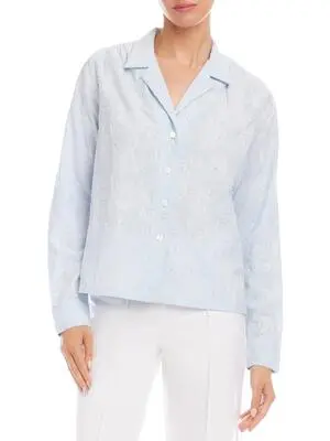 Karen Kane Embellished Button-up Shirt - Light Blue