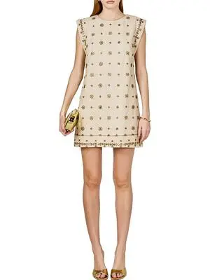 Endless Rose Beaded Mini Sheath Dress - Natural