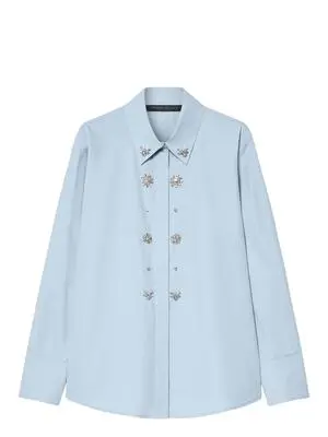 Marina Rinaldi Cotton Embellished Shirt - Blue