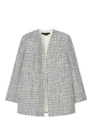 Marina Rinaldi Tweed Embellished Jacket - Blue