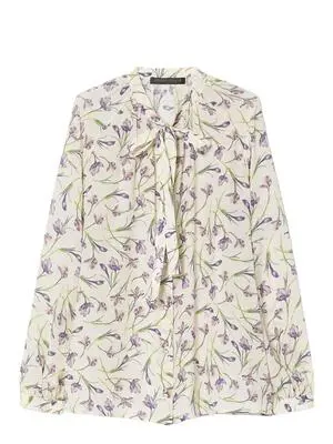 Marina Rinaldi Silk Floral Print Blouse - White