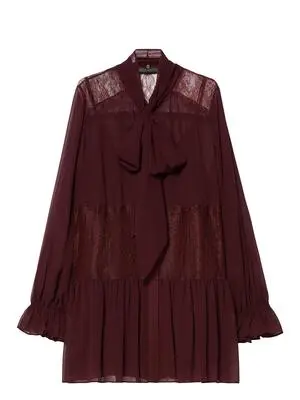 Marina Rinaldi Lace-detailed Pussybow Blouse - Purple