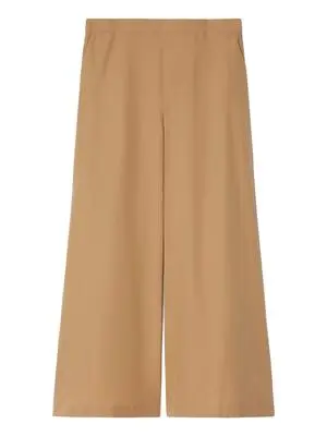Marina Rinaldi Cotton Poplin Wide-leg Trousers - Beige