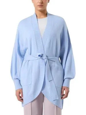 Marina Rinaldi Cashmere Belted Cardigan - Blue
