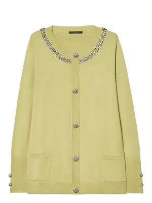 Marina Rinaldi Embellished Round-neck Cardigan - Yellow