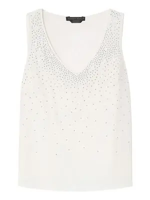 Marina Rinaldi Embellished V-neck Top - White