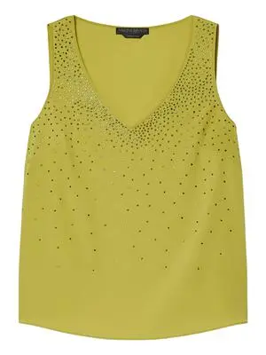 Marina Rinaldi Embellished V-neck Top - Green