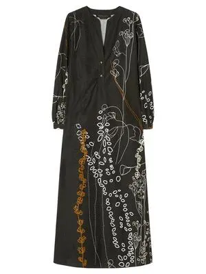 Marina Rinaldi Printed Cotton Maxi Dress - Black